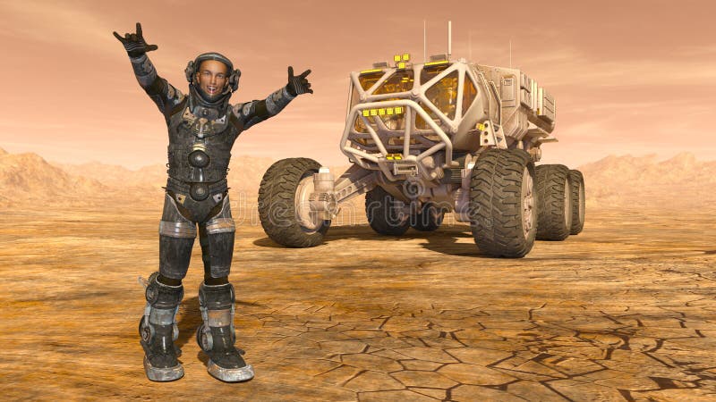 Astronaut and space rover stock image. Image of vehicle - 81946265
