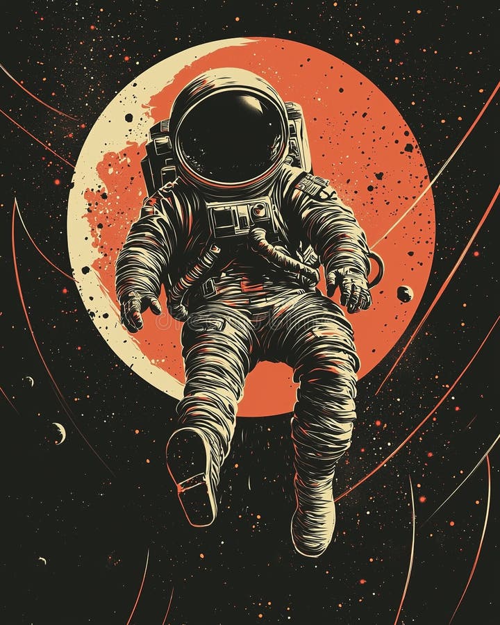 Astronaut in Space. Science Fiction Illustrated Poster. Generative Ai ...