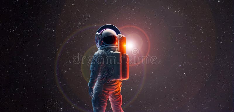 Astronaut with Space Suit from Back in Space Stock Illustration ...