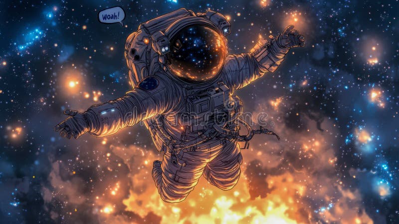Astronaut in Space Suit Floating Amidst Brilliant Stars in Outer Space ...