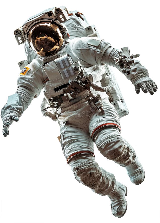 Astronaut with Space Suit and Helmet Floating with a White Background ...