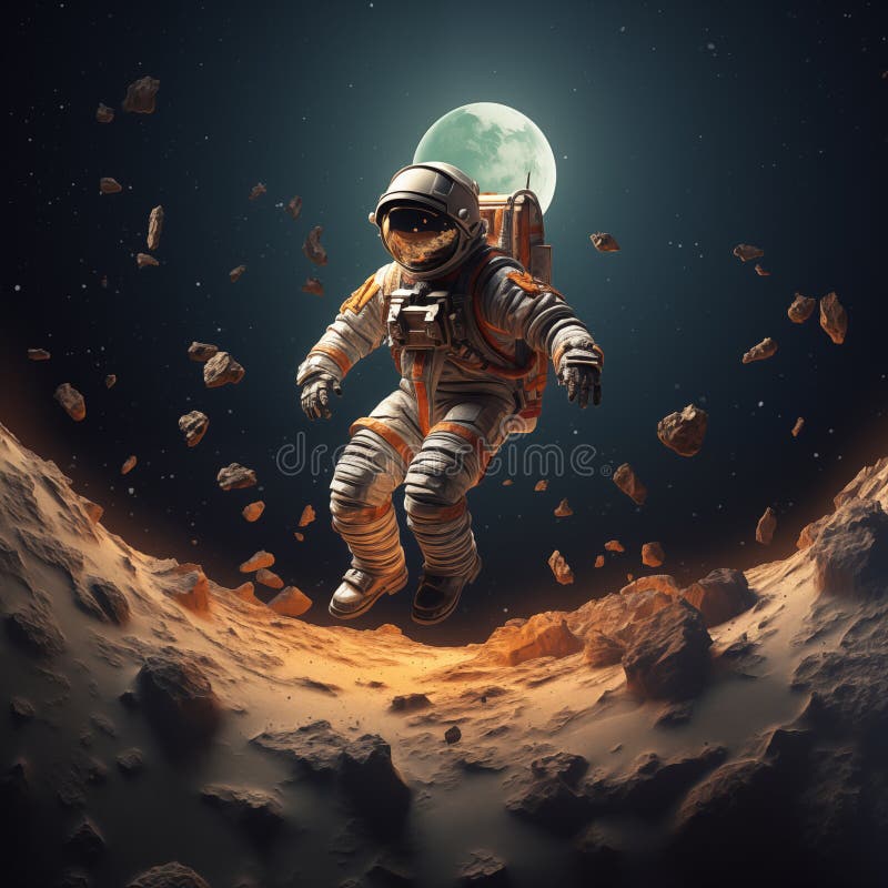Astronaut Space Suit Performing Extra Cosmic Activity Space Against ...