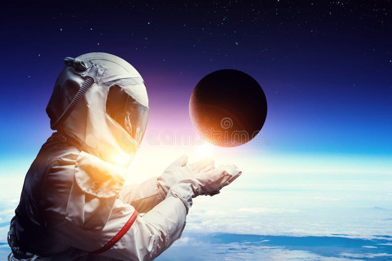 Spaceman and Planets Abstract Theme Stock Photo - Image of future ...