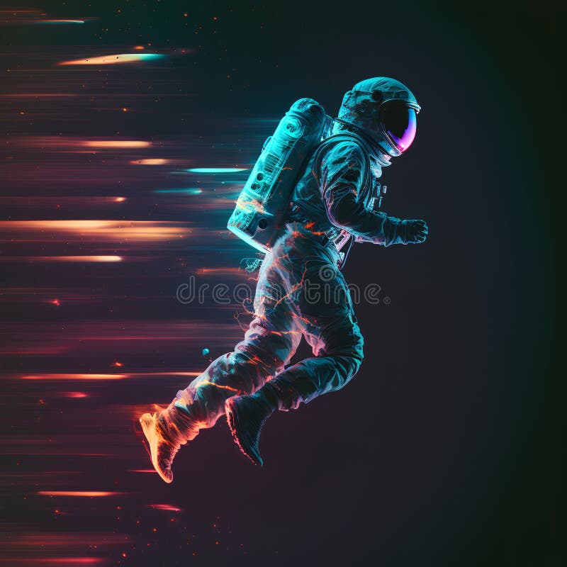 Astronaut in Space Suit Running Fast. 3D Rendering Stock Illustration ...
