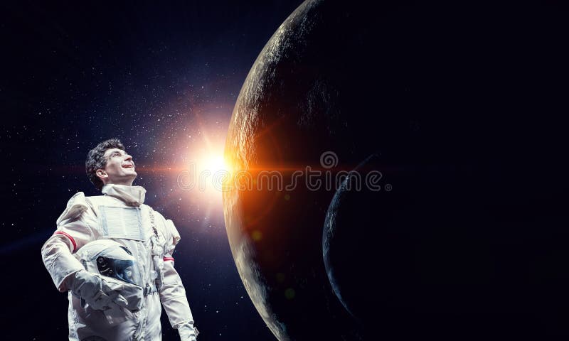 Spaceman and the Planets Abstract Theme Stock Photo - Image of vacuum ...