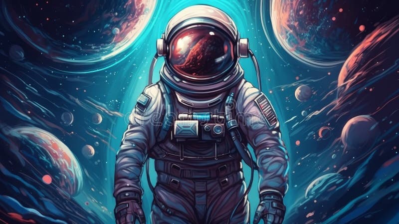 Astronaut Spaceman Do Spacewalk while Working for Space Station in ...