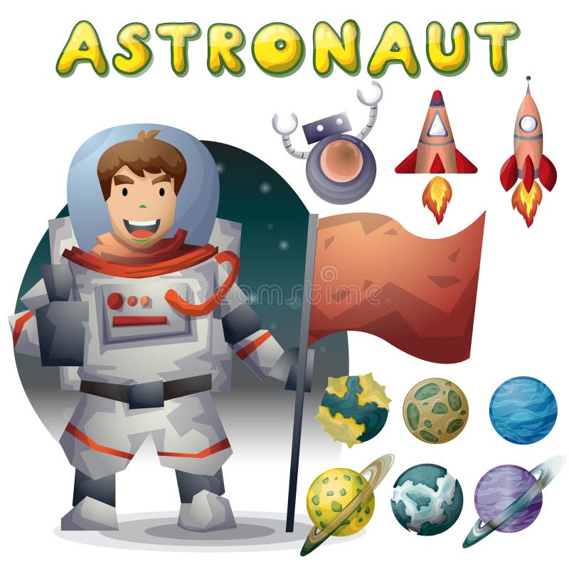 Astronaut Spaceman Vector Cartoon with Separated Layers Stock Vector ...