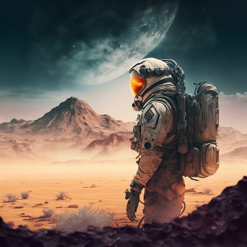 Astronaut Exploration of the Universe in Fantasy Tone Theme. Stock ...