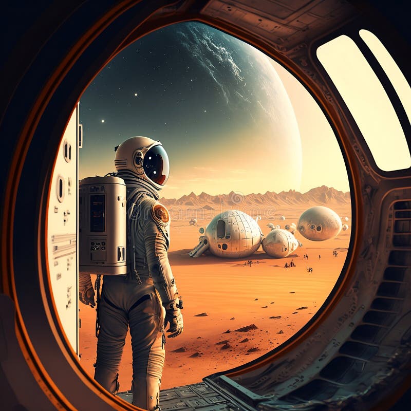 Astronaut Exploration of the Universe in Fantasy Tone Theme. Stock ...