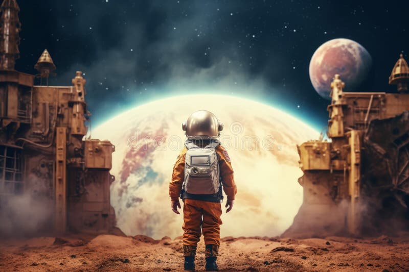 Astronaut in Spaceship Cockpit, Astronaut Piloting Spaceship in the ...