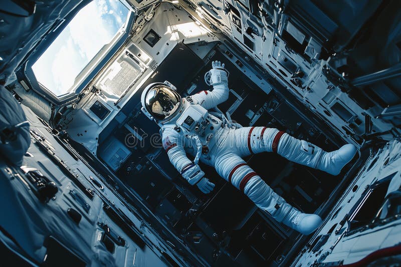 An Astronaut in a Spacesuit Floating Inside a Spacecraft. Generative AI Stock Image - Image of ...
