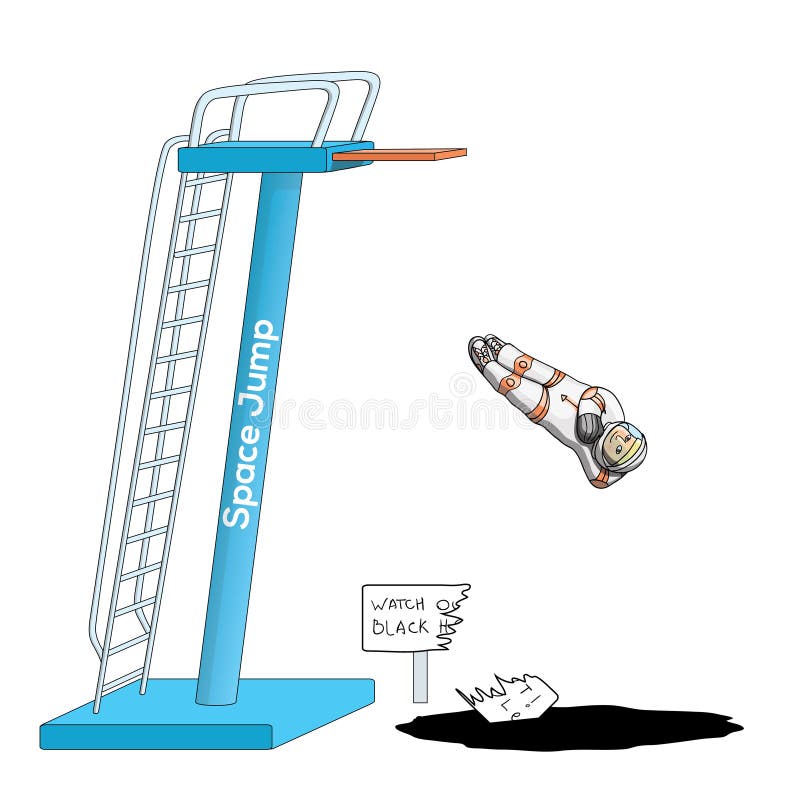 Astronaut in Spacesuit, Jumping from a Diving Board Stock Vector ...