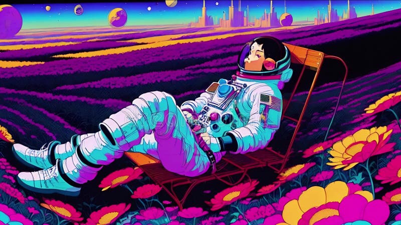 Astronaut in a Spacesuit Lies on a Field of Flowers. AI Generated Video ... Astronaut in a Spacesuit Lies on a Field of Flowers. AI Generated Video ...