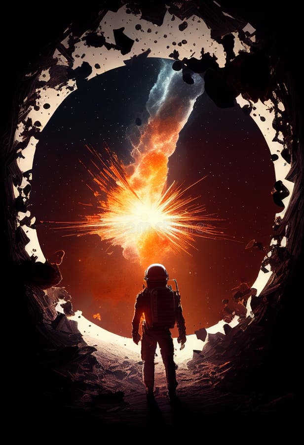 Astronaut Looks at the Explosion of Stars in Space. AI Generated Stock ...