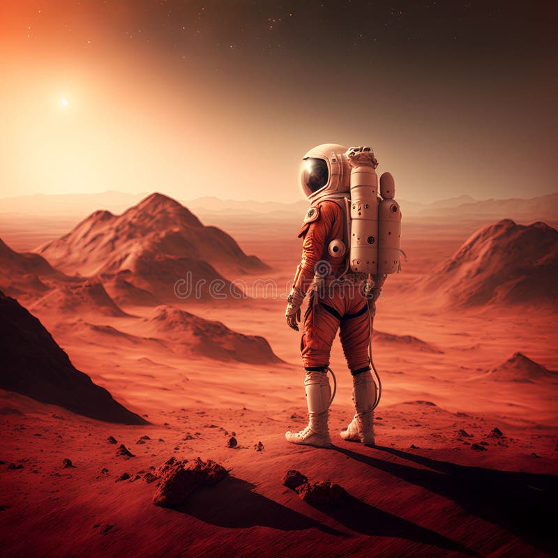 Astronaut in Spacesuit on Mars, Alone Man Walking on Red Planet Stock ... Astronaut in Spacesuit on Mars, Alone Man Walking on Red Planet Stock ...