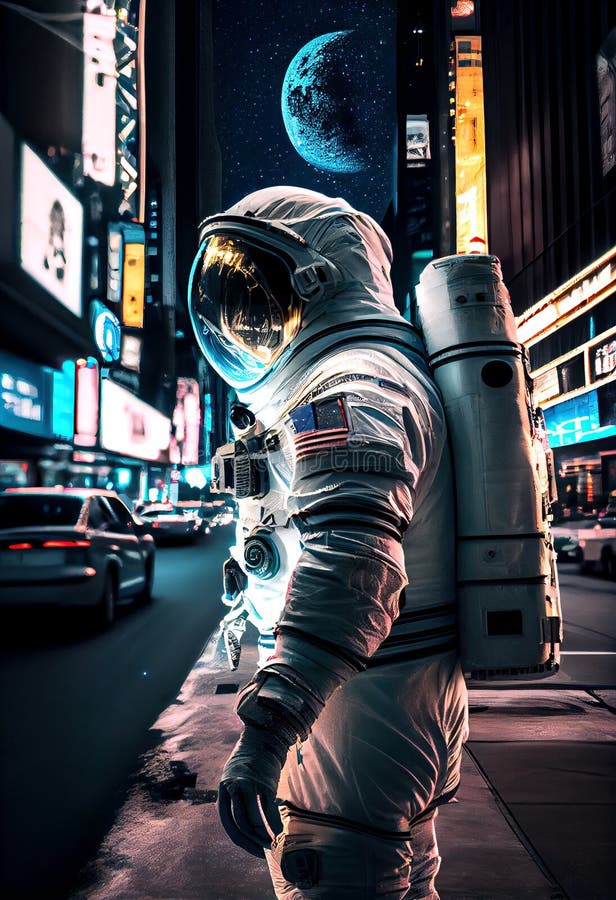 Astronaut Exploring the Streets of Manhattan - Generated with AI Stock ... Astronaut Exploring the Streets of Manhattan - Generated with AI Stock ...