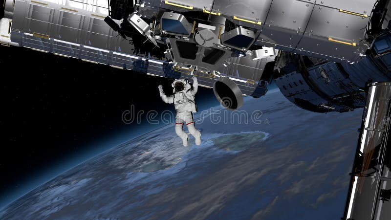 Astronaut Spacewalk, Astronaut in the Open Space. Elements of this ...