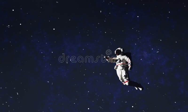 Astronaut Spacewalk in Space and Pointing His Finger. Stock ...