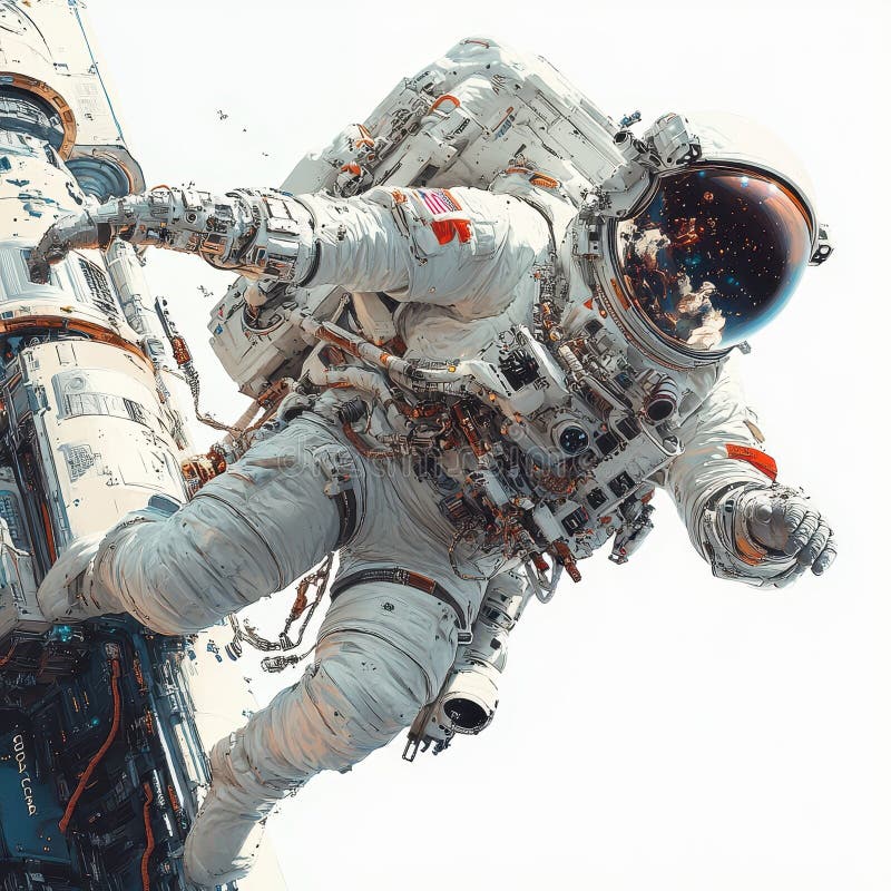 Astronaut Spacewalk Space Station Exterior View Stock Illustration ...