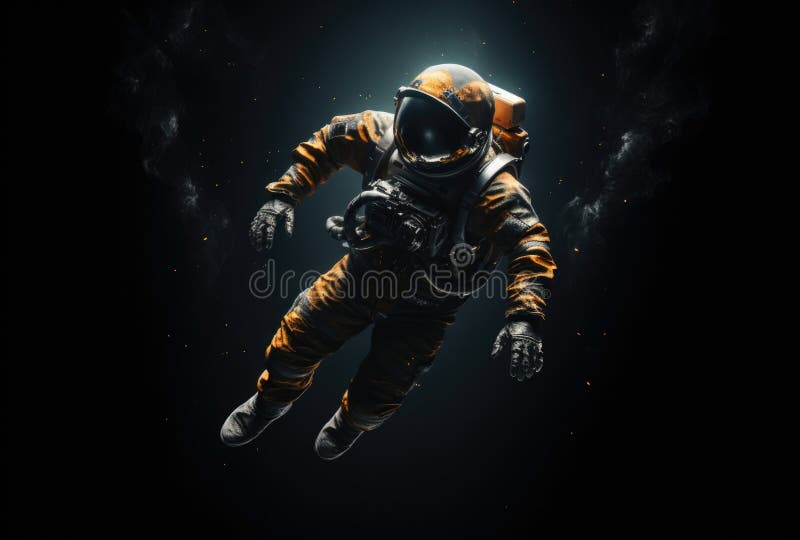 Astronaut Stand on Space Background with Stars. Spaceman in Spacesuit ...