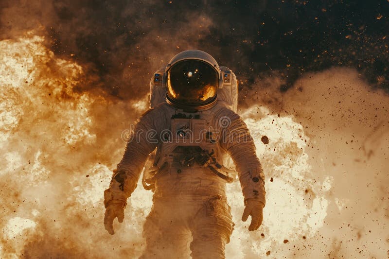 An Astronaut is Standing in Front of a Fire Stock Image - Image of ...