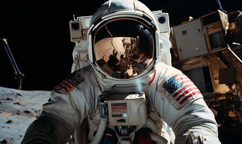 Astronaut Standing in Front of Space Station Stock Illustration ...