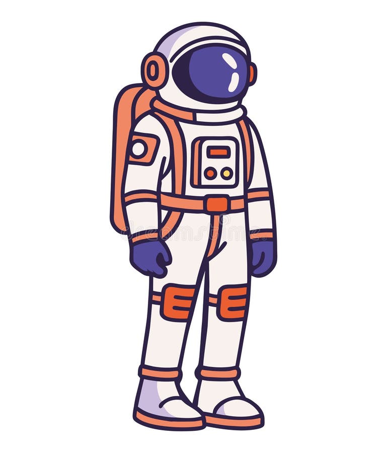 Astronaut Standing in Full Space Gear Stock Vector - Illustration of ...