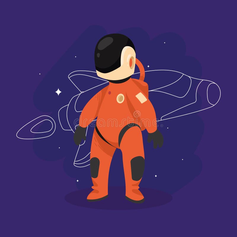 Astronaut Standing with Spaceship Stock Vector - Illustration of vector ...