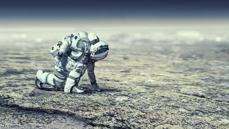 Astronaut Starting To Run. Mixed Media Stock Image - Image of mixed ...