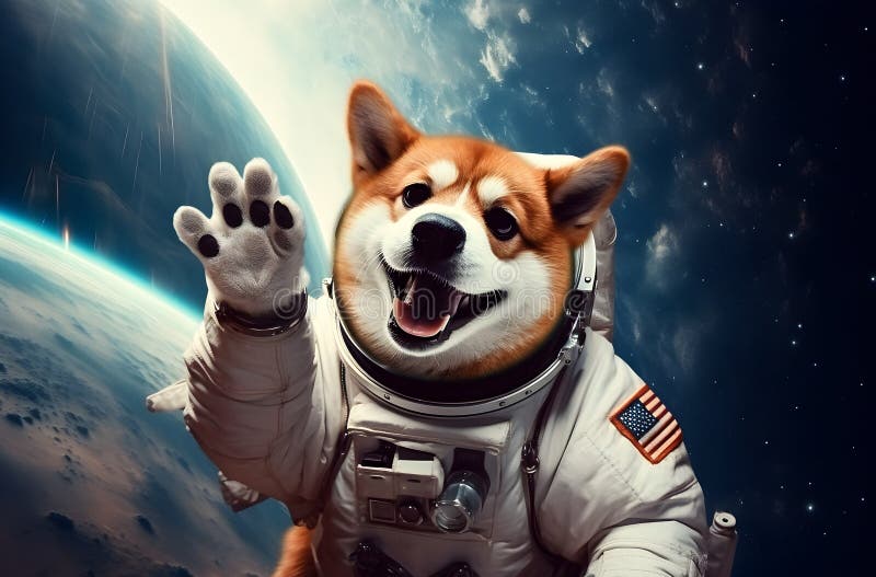 Astronaut Suit, Dog Space Suit,, Flying into Space, Stock Illustration ...