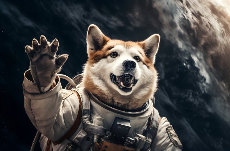 Astronaut Suit, Dog Space Suit,, Flying into Space, Stock Photo - Image ...