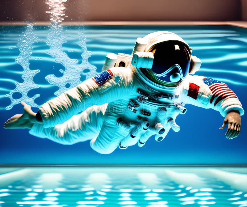 Astronaut Swimming in Pool, Generative AI Illustration Stock ...