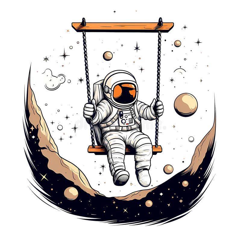 Astronaut on Swing in Space Stock Illustration - Illustration of font ...
