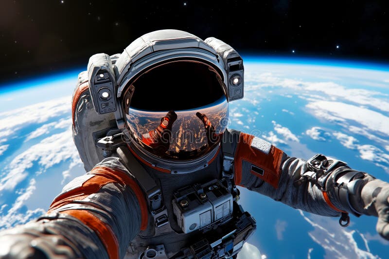 A Man in an Astronaut Suit is Floating in Space Stock Image - Image of ...