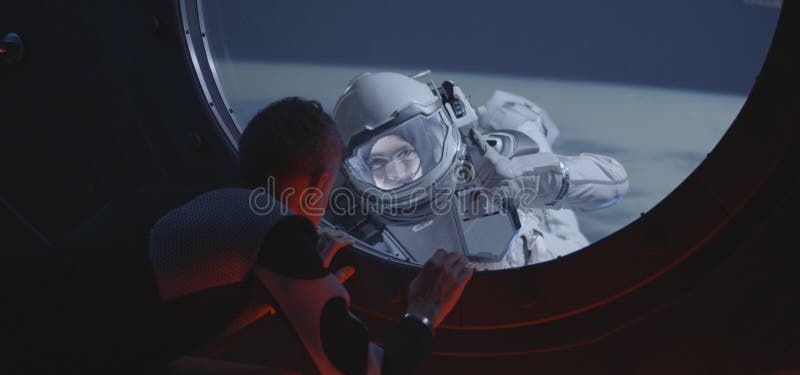 Astronaut Talking with Spacewalking Crewmate Stock Image - Image of ...