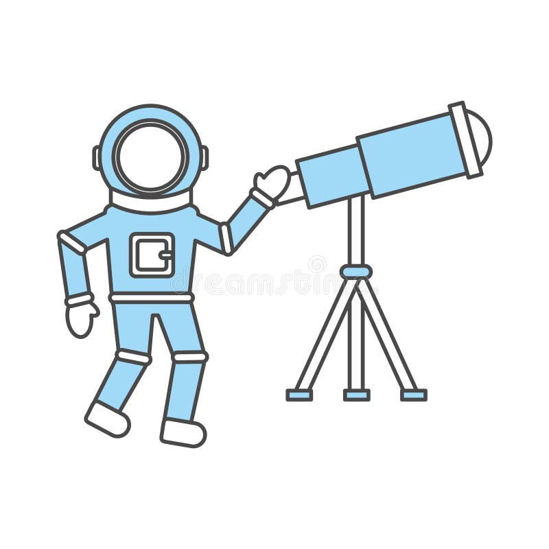 Astronaut with Telescope Comic Character Icon Stock Vector ...