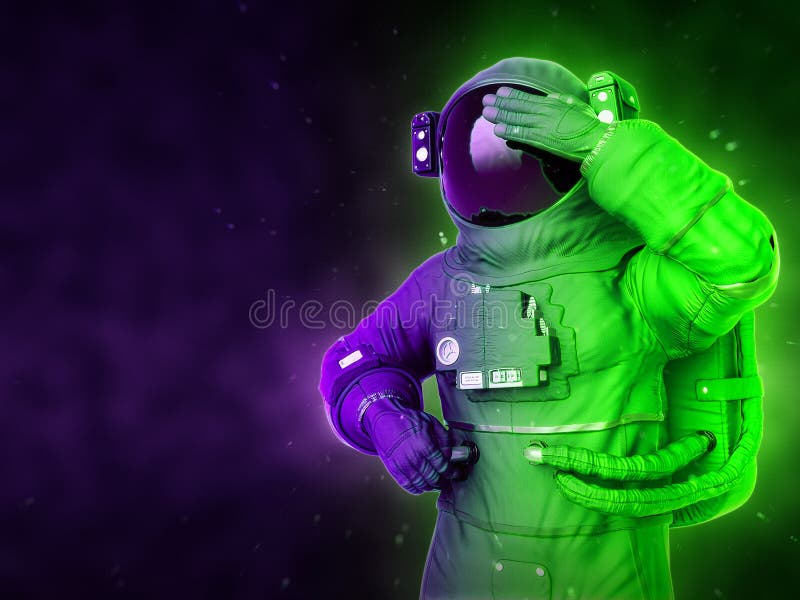 Astronaut Thinking with Copy Space Stock Illustration - Illustration of ...