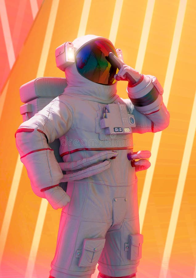 Astronaut Thinking about Pin Up Pose Stock Illustration - Illustration ...