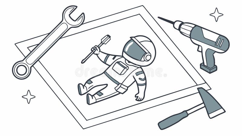 Astronaut with Tools, Symbolizing Space Engineering and Repair. Vector ...