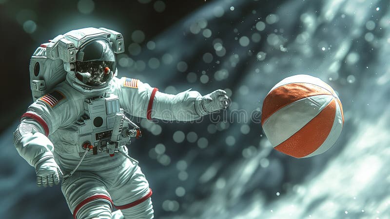 An Astronaut Tosses a Beach Ball in Zero Gravity, Highlighting the ...