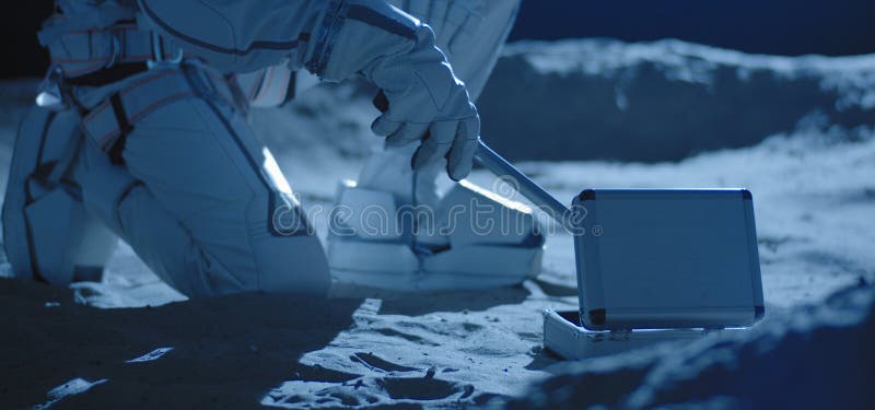 Astronaut Using Equipment To Collect Samples Stock Image - Image of ...