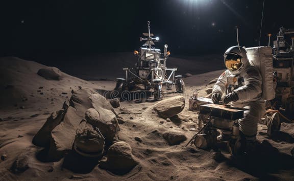 An Astronaut Utilizes a Computer on Mars during the Serene Martian ...