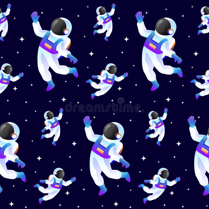 Astronaut Vector Seamless Pattern Stock Vector - Illustration of vector, print: 255733942