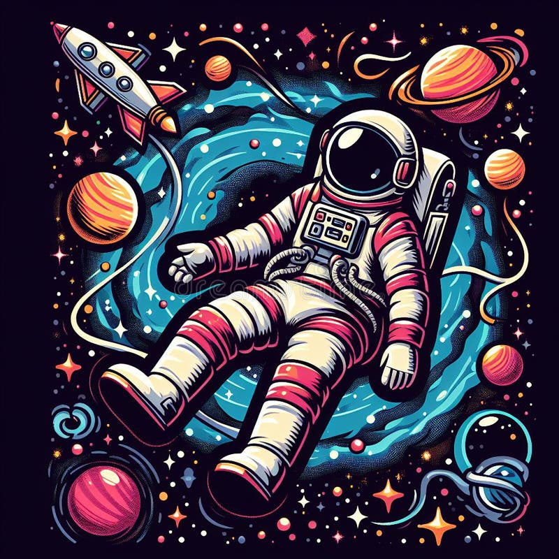 Astronaut Vector with Vibrant Color Stock Illustration - Illustration ...