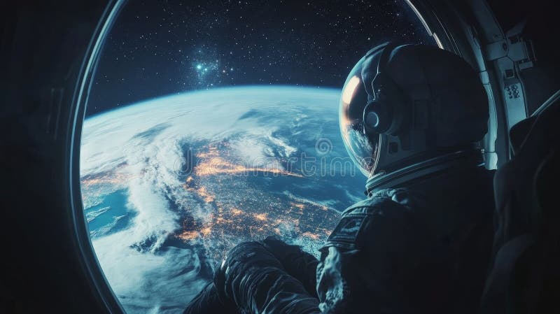 Astronaut Viewing Earth stock photo. Image of observation - 367565764