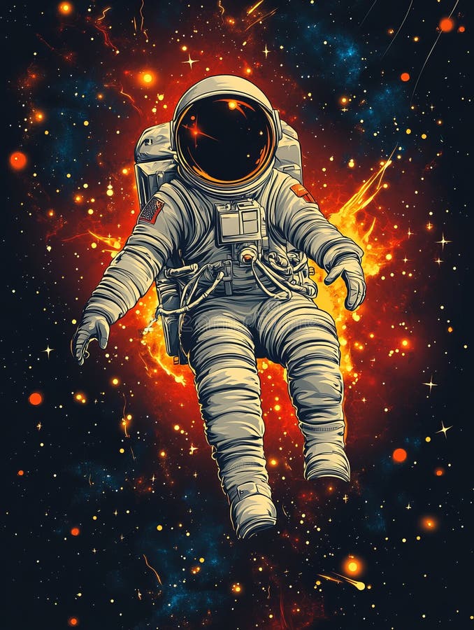 Astronaut in the Void: a Minimalistic Space Journey Stock Illustration ...