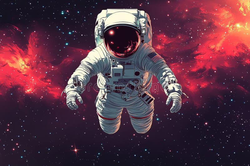 Astronaut in the Void: a Minimalistic Space Journey Stock Illustration ...