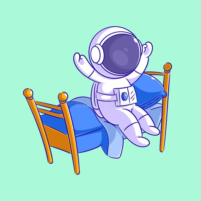 Astronaut is Waking Up from His Bed Stock Vector - Illustration of ...
