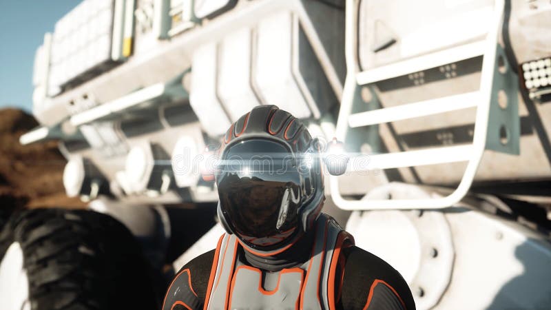 Astronaut Walk on Alien Planet. Martian on Mars. Sci -fi Concept. 3d ...
