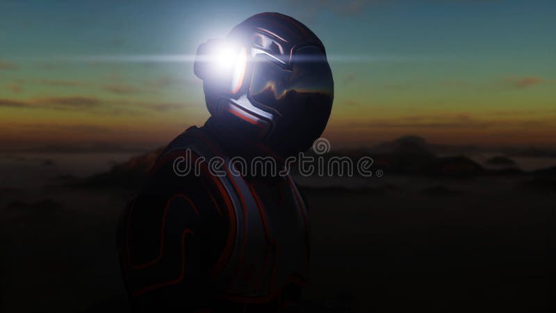 Astronaut Walk on Alien Planet. Martian on Mars. Sci -fi Concept. 3d ...